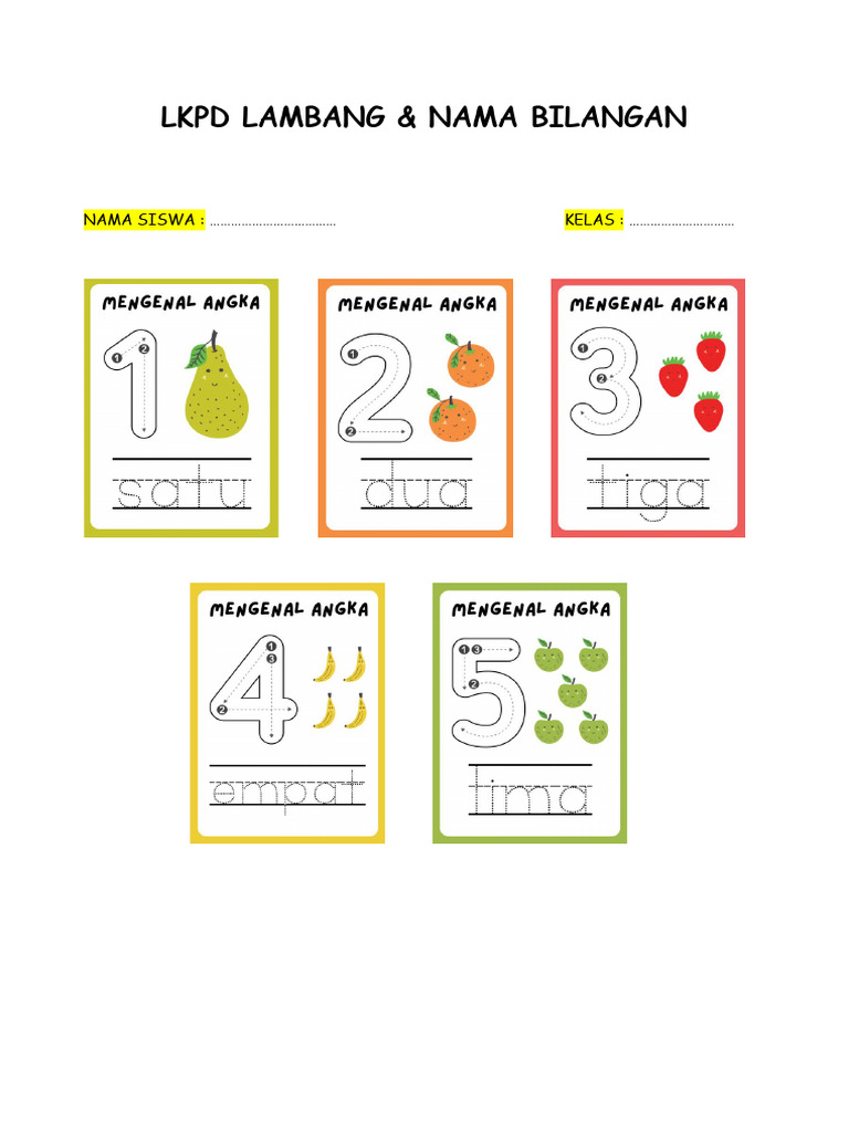 LKPD LAMBANG Dan NAMA BILANGAN 1-10 | PDF