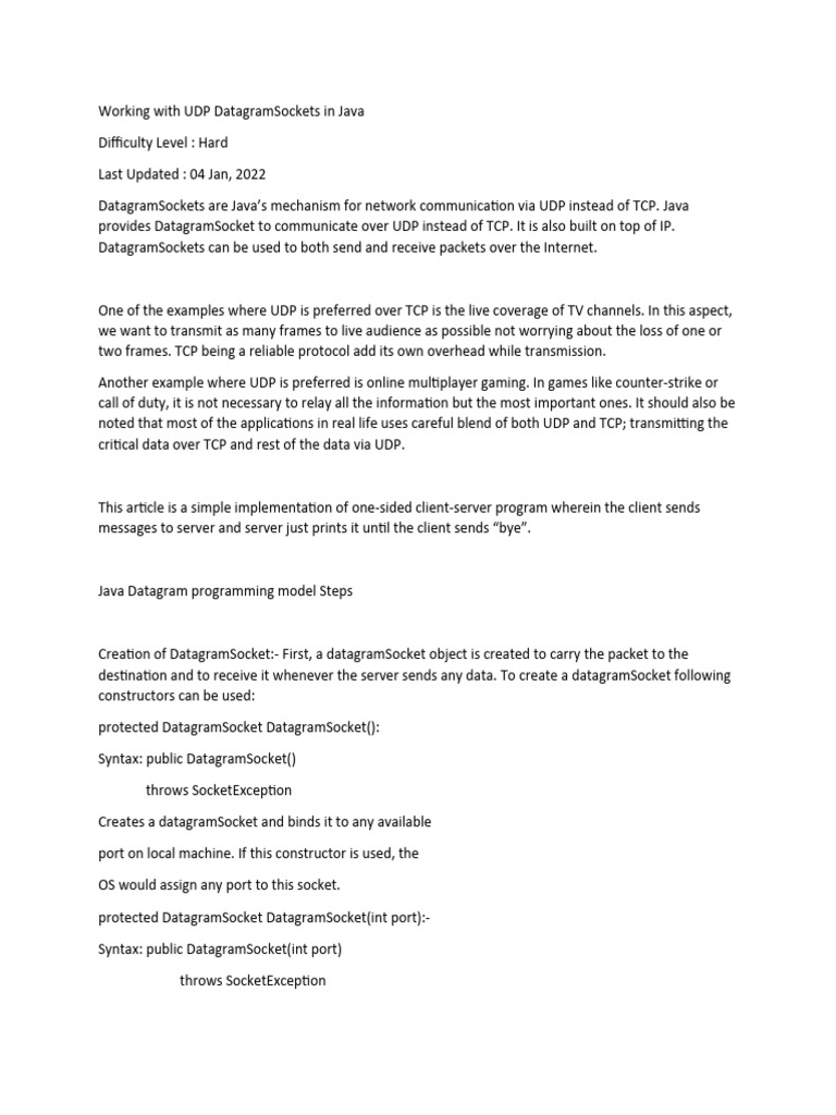 Java Program To Illustrate Client Side | PDF | Port (Computer Networking) | Transmission Control ...