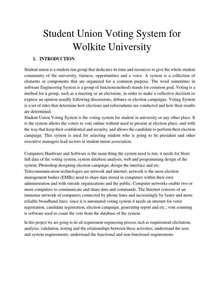 Student Union Voting System For Wolkite University | PDF | Voting ...