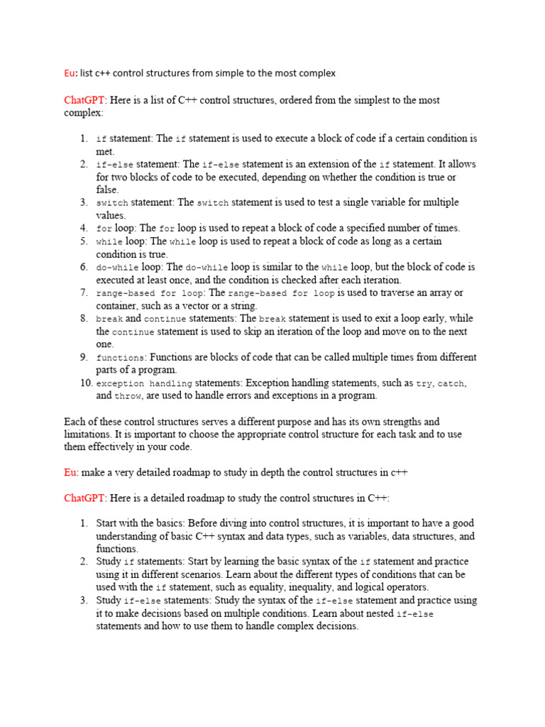 Control Structures | PDF | Control Flow | C++ Control Structures | PDF | Control Flow | C++