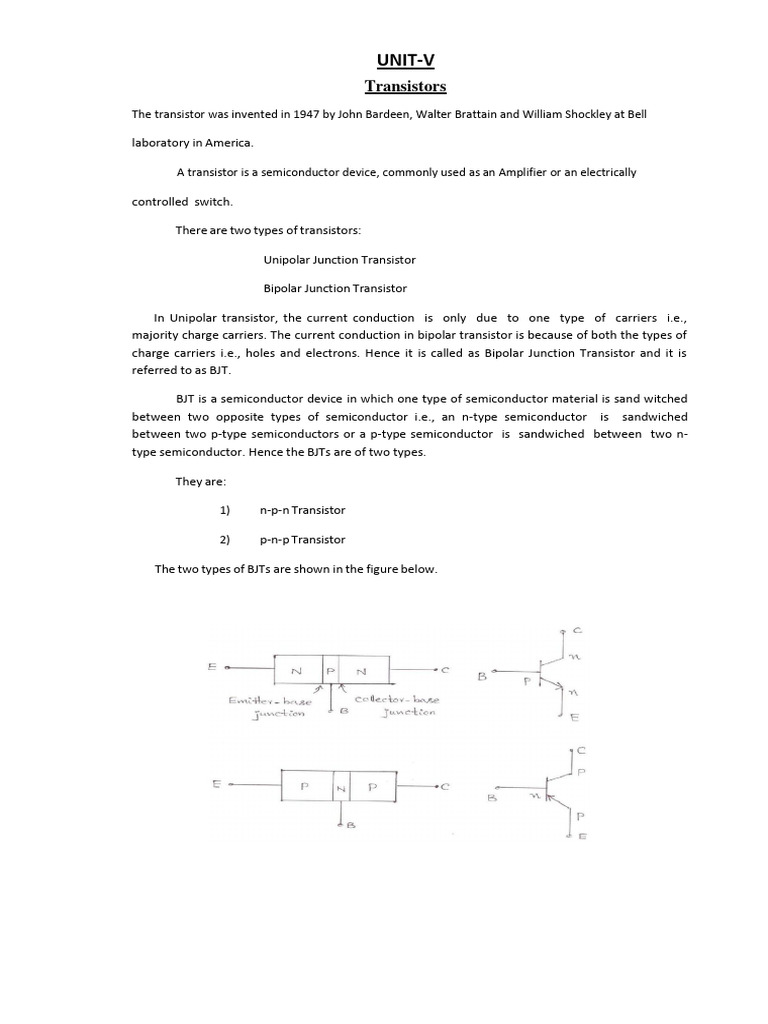 Unit 5 Transistor Notes | PDF | Bipolar Junction Transistor | P–N Junction