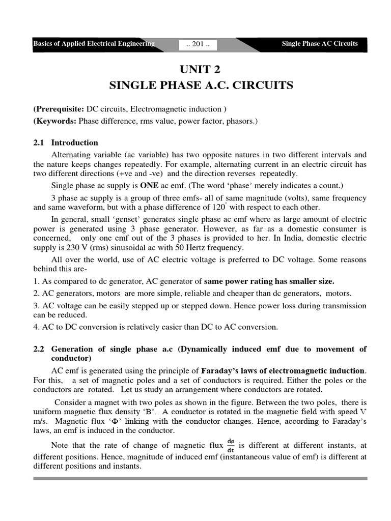 BEEE Unit 2-Single Phase Ac Circuits Notes | PDF | Electromagnetic ...