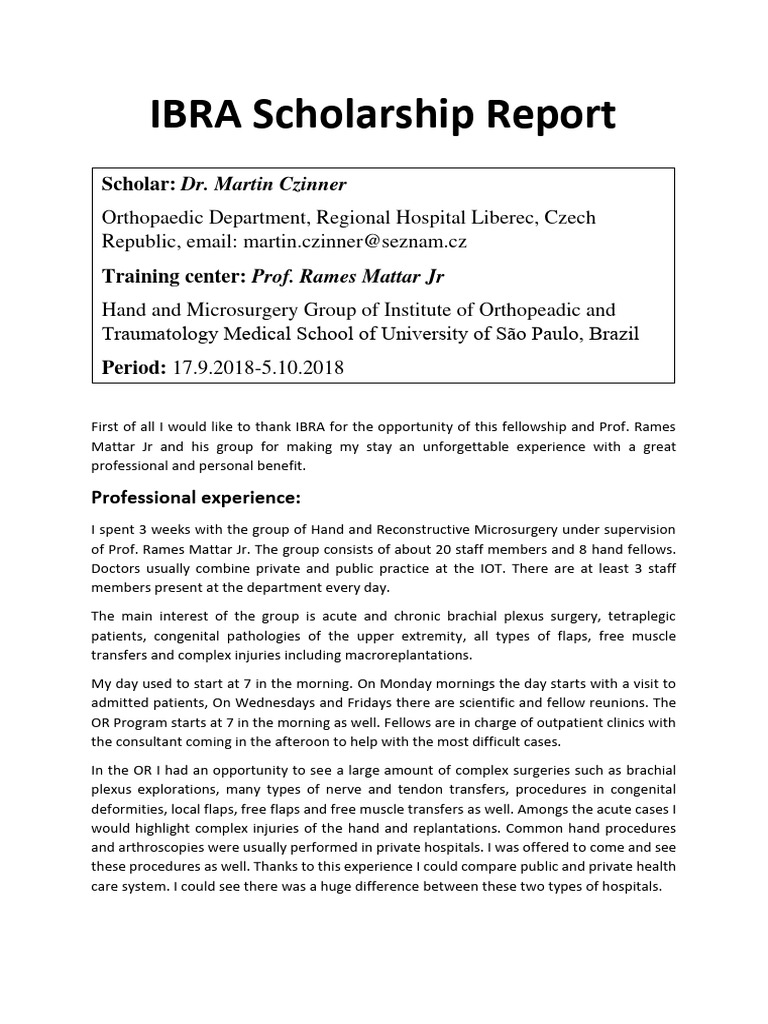 IBRA Scholarship Report Dr. Martin Czinner | Download Free PDF ...