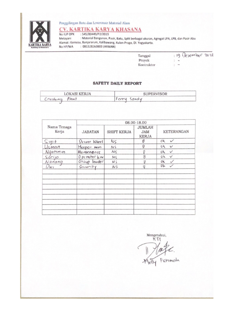 Safety Daily Report | PDF