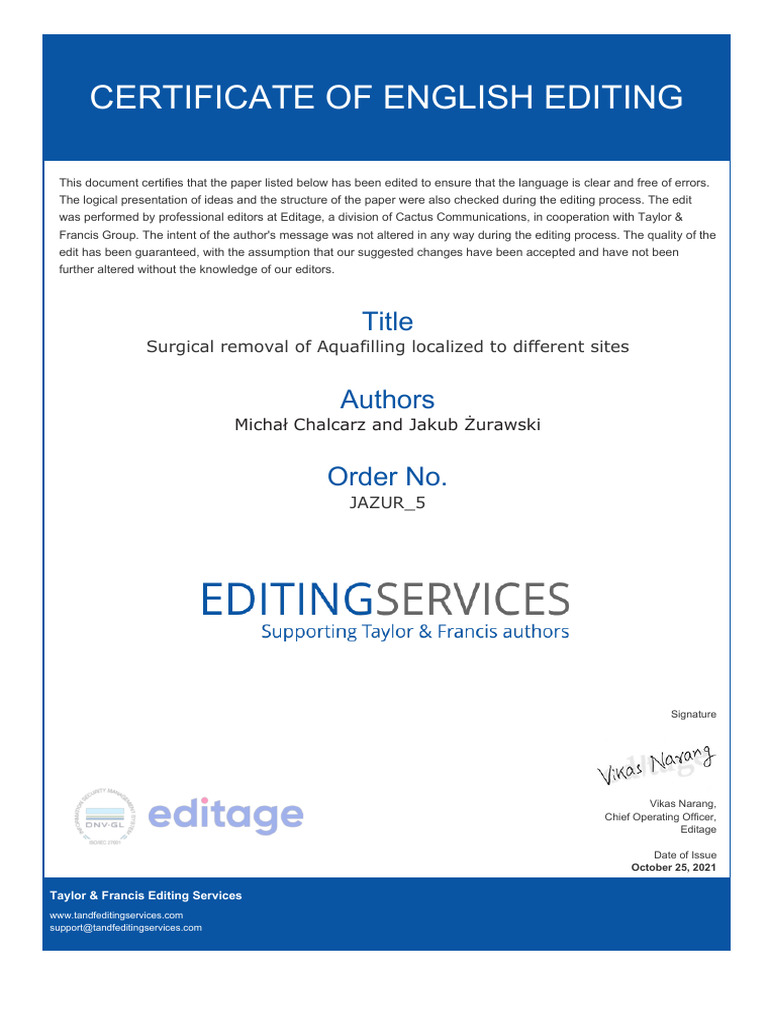 Certificate of English Editing | PDF