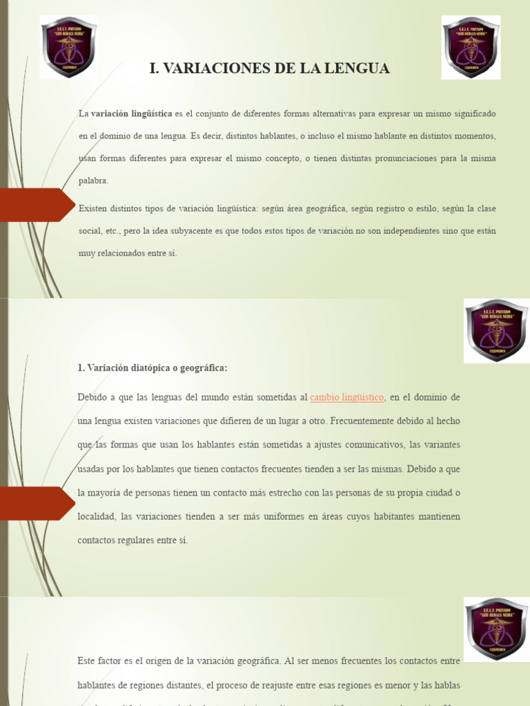 2.Ppt Variaciones de La Lengua - Habla | PDF | Sociolingüística | Comunicación