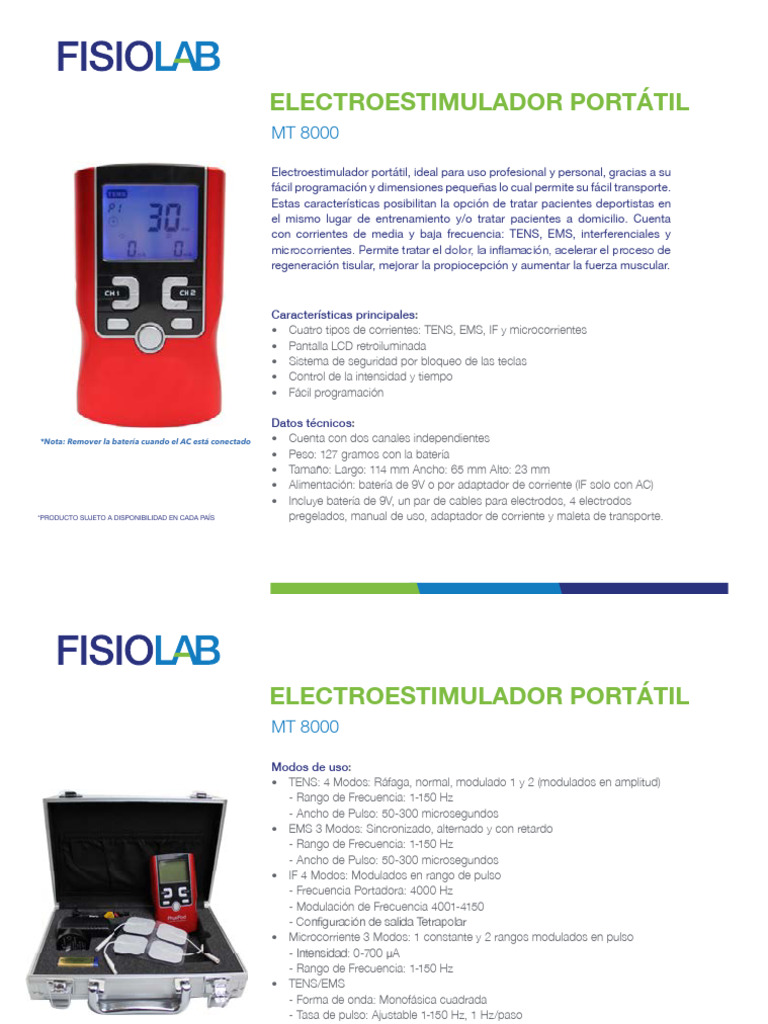 Electroestimulador Portatil MT8000 | PDF | Frecuencia | Tecnología de ...