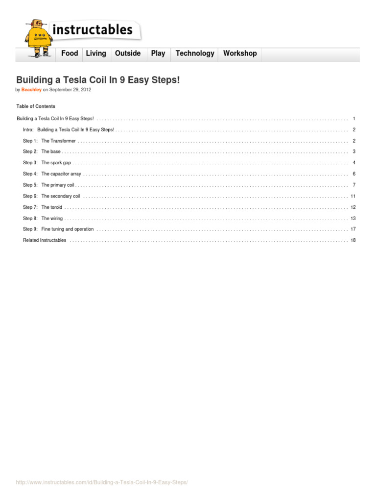 Build a Tesla Coil in 9 Steps | PDF | Capacitor | Series And Parallel ...