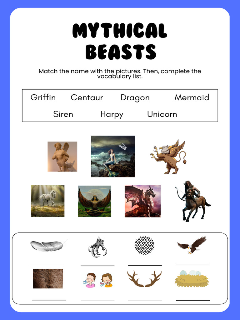 Mythical Creatures Vocabulary List | PDF