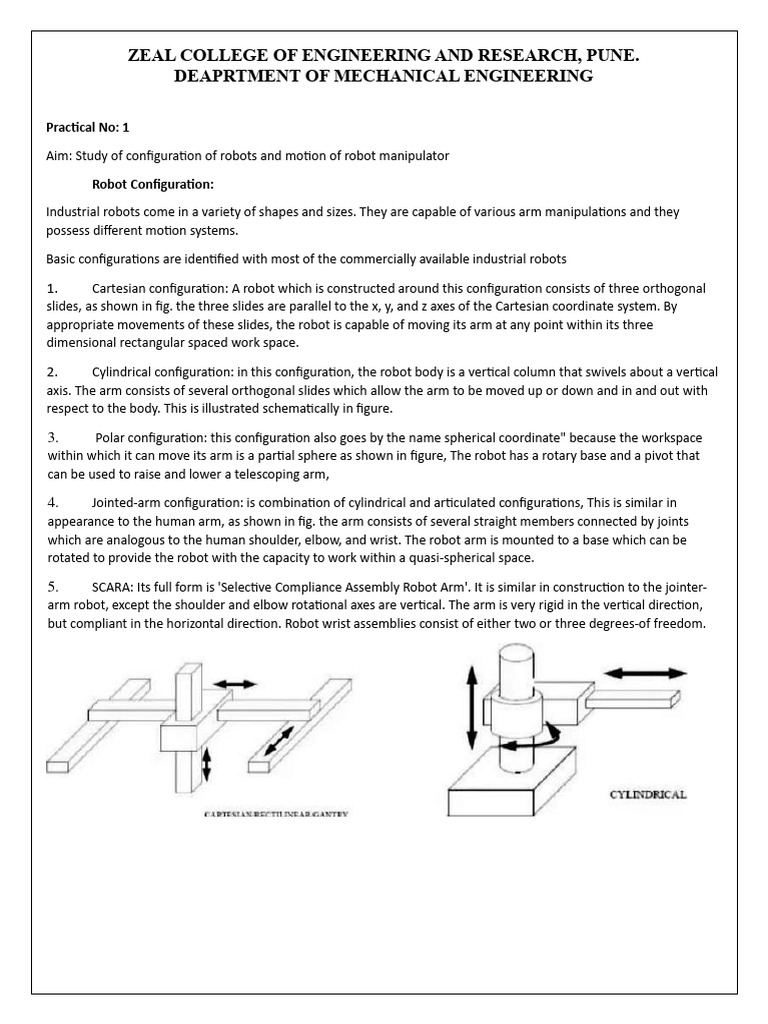 Cylindrical Robot Configuration Study | PDF | Mechanical Engineering ...