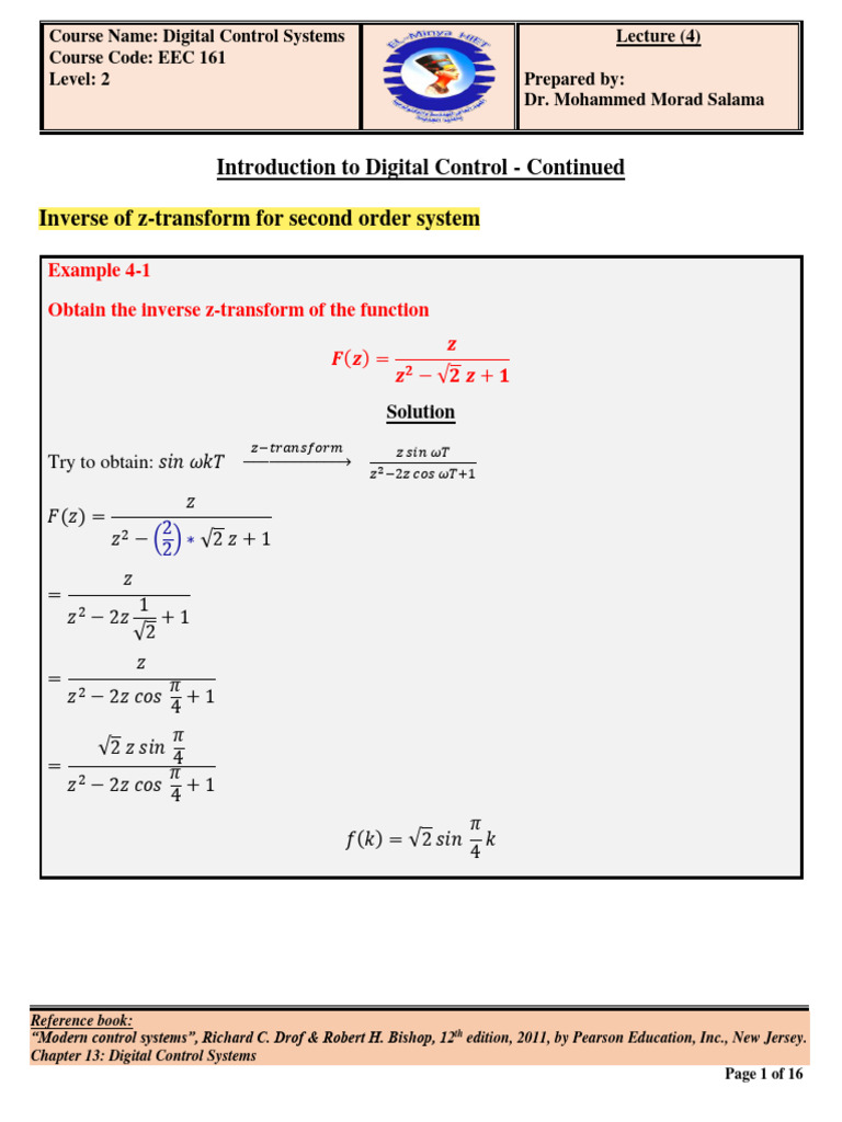 4 Lecture 4 Initial And Final Value And Difference Equations 2nd 