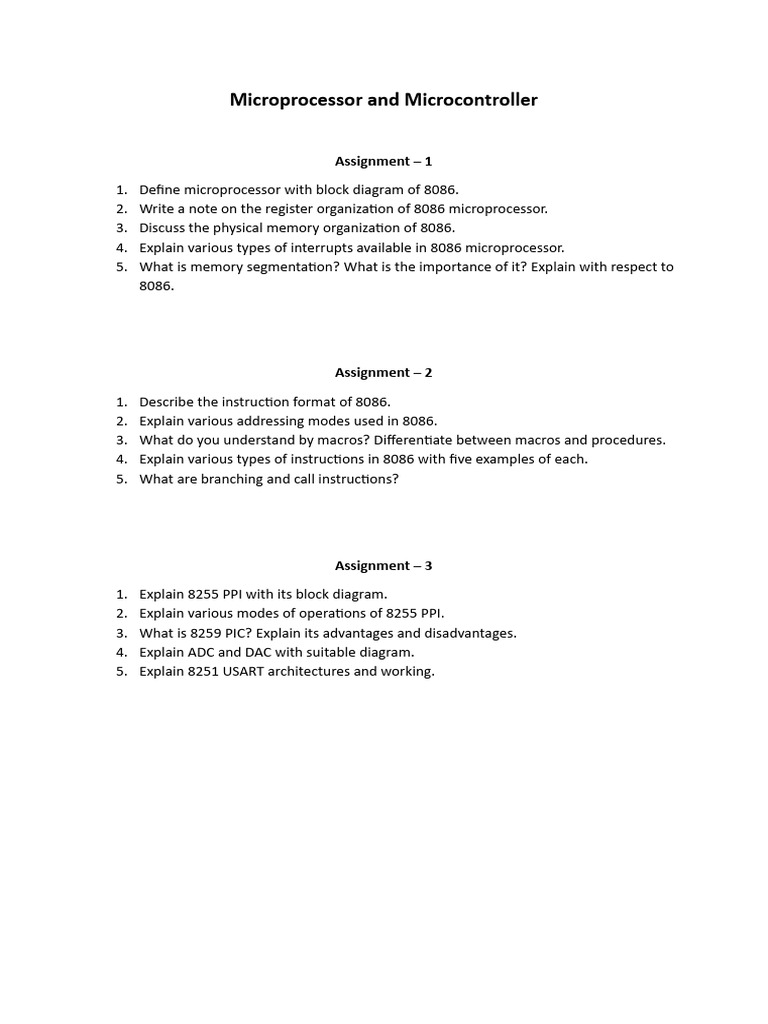 Microprocessor Assignment Pdf 