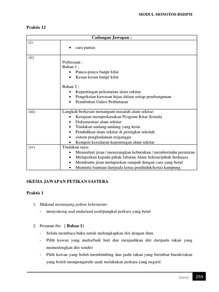 013 MODUL MONOTOS BM SPM KERTAS 2 + Jwp-255-263 | PDF