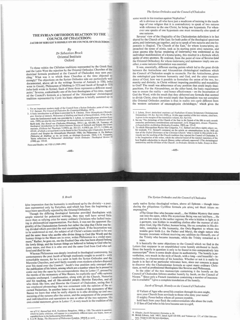 S. Brock (1991) - Syrian Orthodox Reaction To The Council of Chalcedon | PDF | Council Of ...