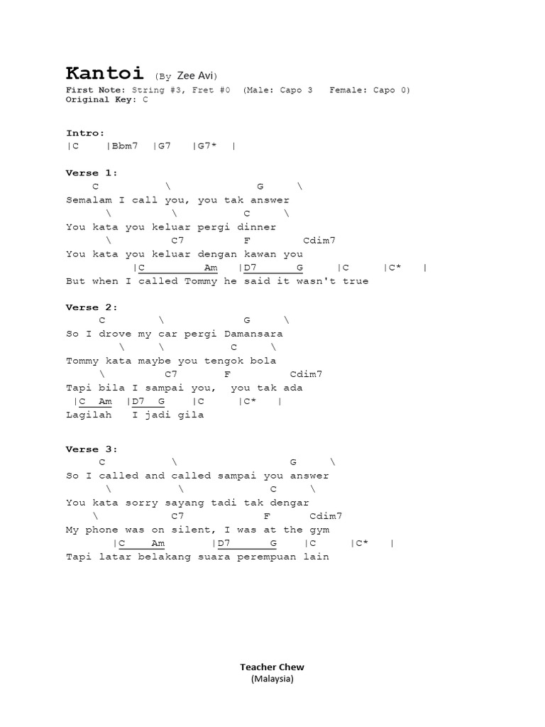 Kantoi (By Zee Avi) | PDF