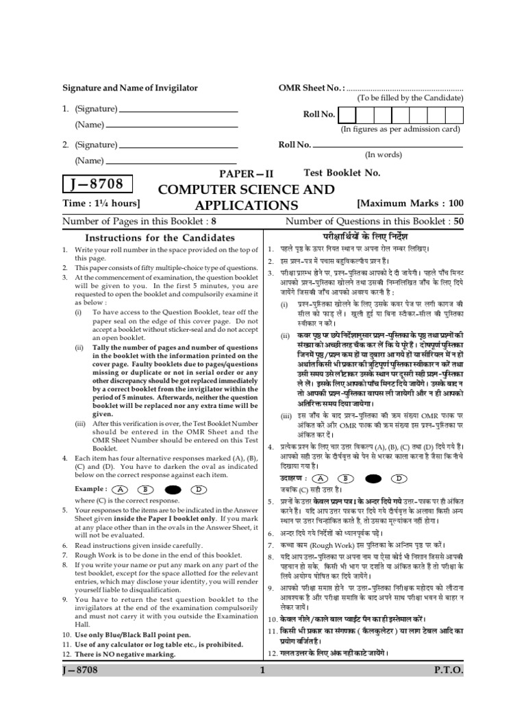 UGC NET Paper-2 Solved Question Paper | PDF | Scheduling (Computing ...