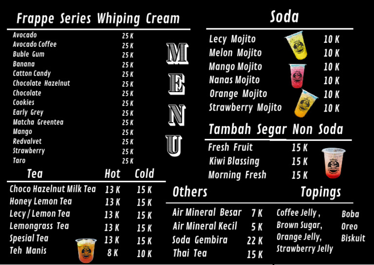 Frappe and Beverage Menu Options | PDF