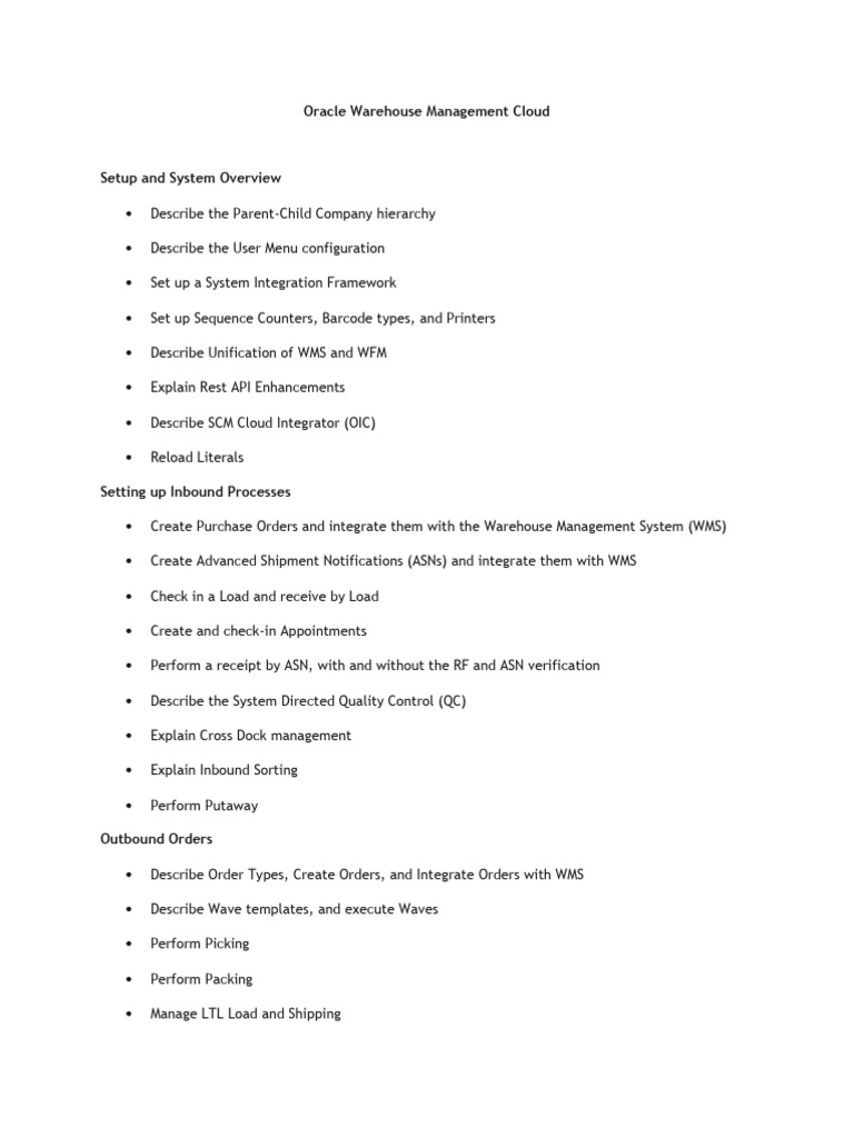 Oracle Warehouse Management Cloud Pdf