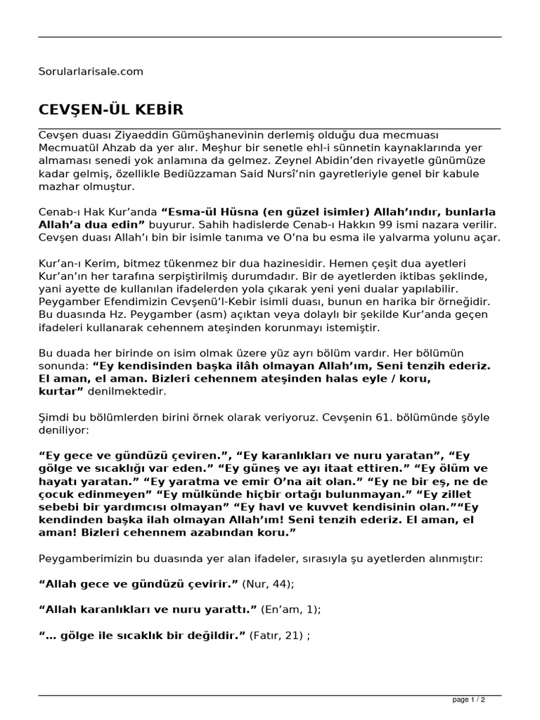 Cevsen-Ul Kebr | PDF