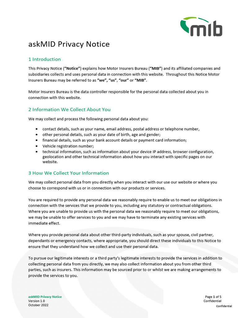 Mib Askmid Privacy Notice | PDF | Http Cookie | Authentication