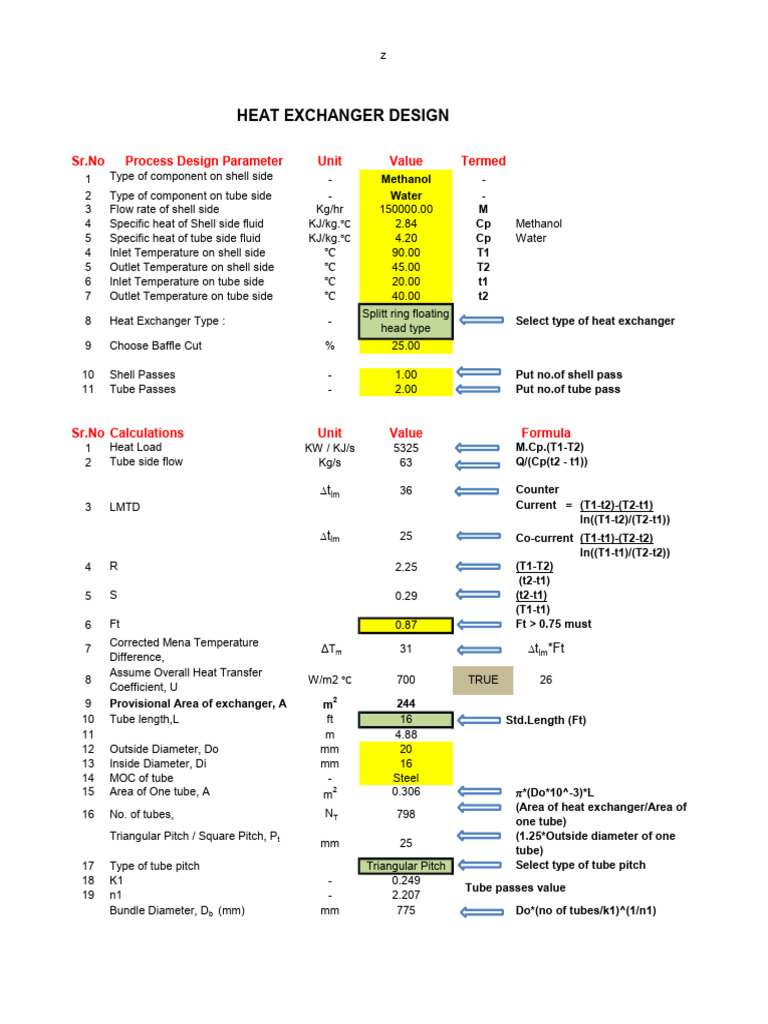 Heat Exchanger Design Parameters Guide | PDF | Heat Exchanger | Viscosity
