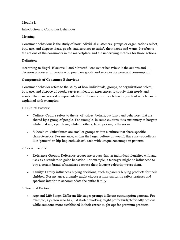 Chapter 1 Consumer Behaviour | PDF | Consumer Behaviour | Behavior