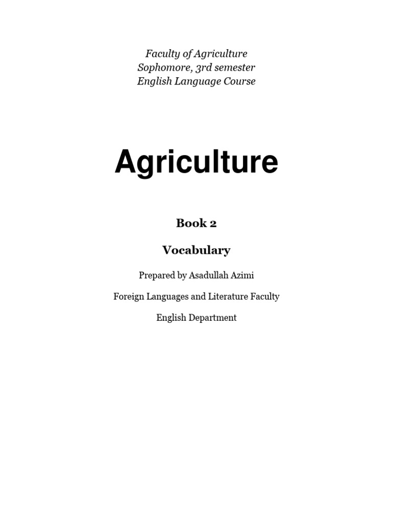 Agriculture Book 2 Vocabulary | PDF