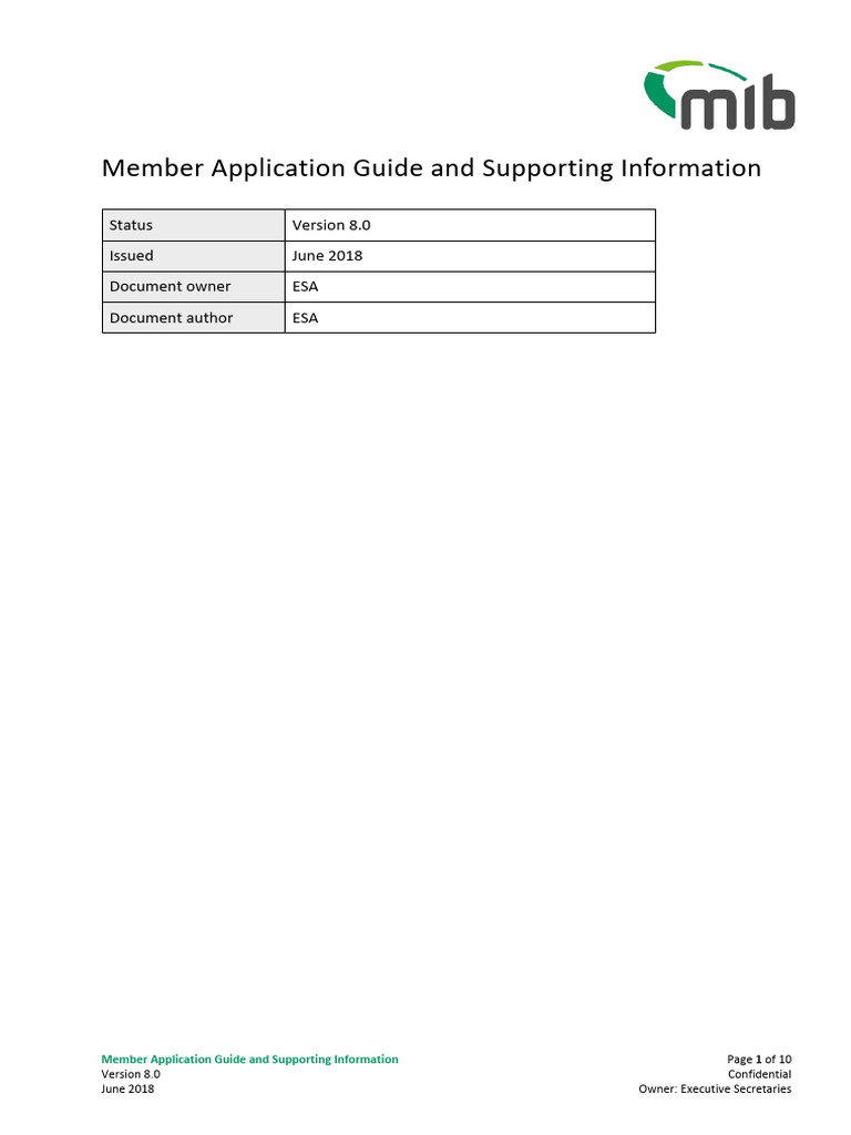 Mib Member Application From Supporting Document Version 80 | PDF ...