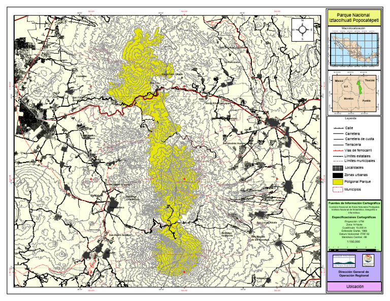 Mapa del Parque Iztaccíhuatl-Popocatépetl | PDF | Tecnología geográfica ...