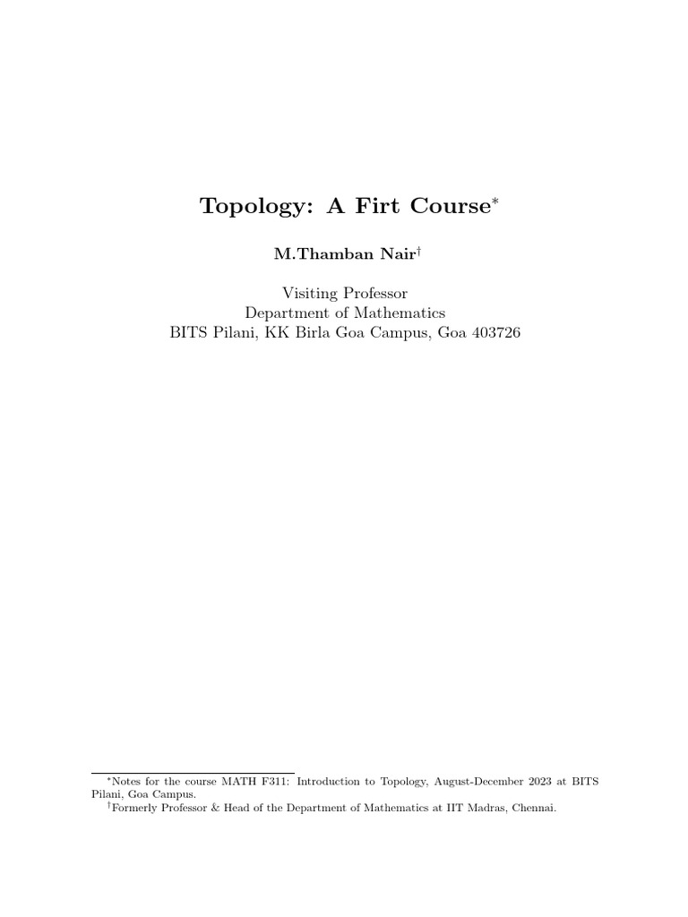 Toplogy Notes | PDF | Limit (Mathematics) | Compact Space
