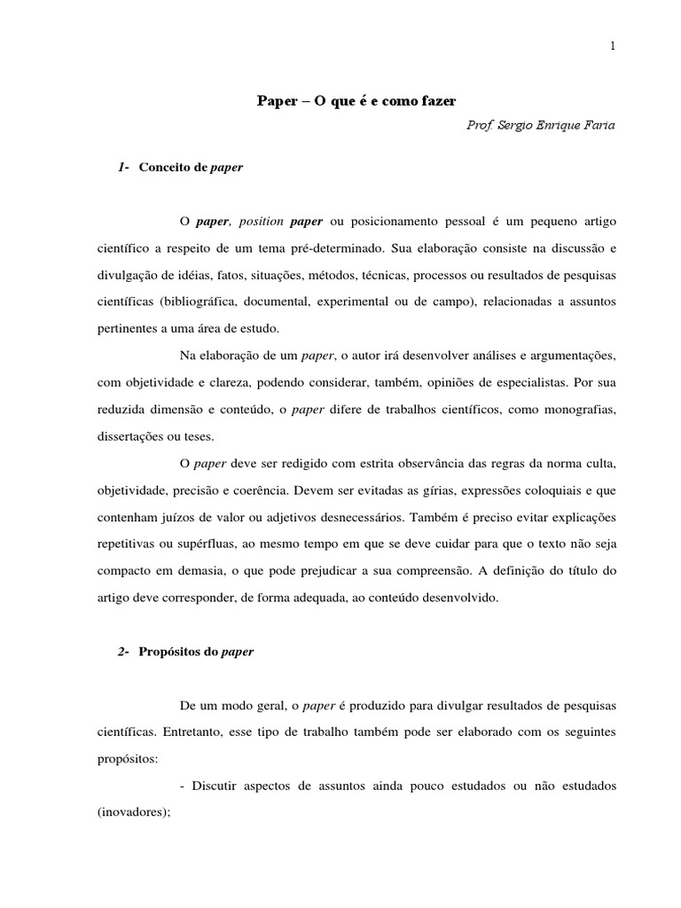 PAPER Como Fazer | PDF | Teoria | Science