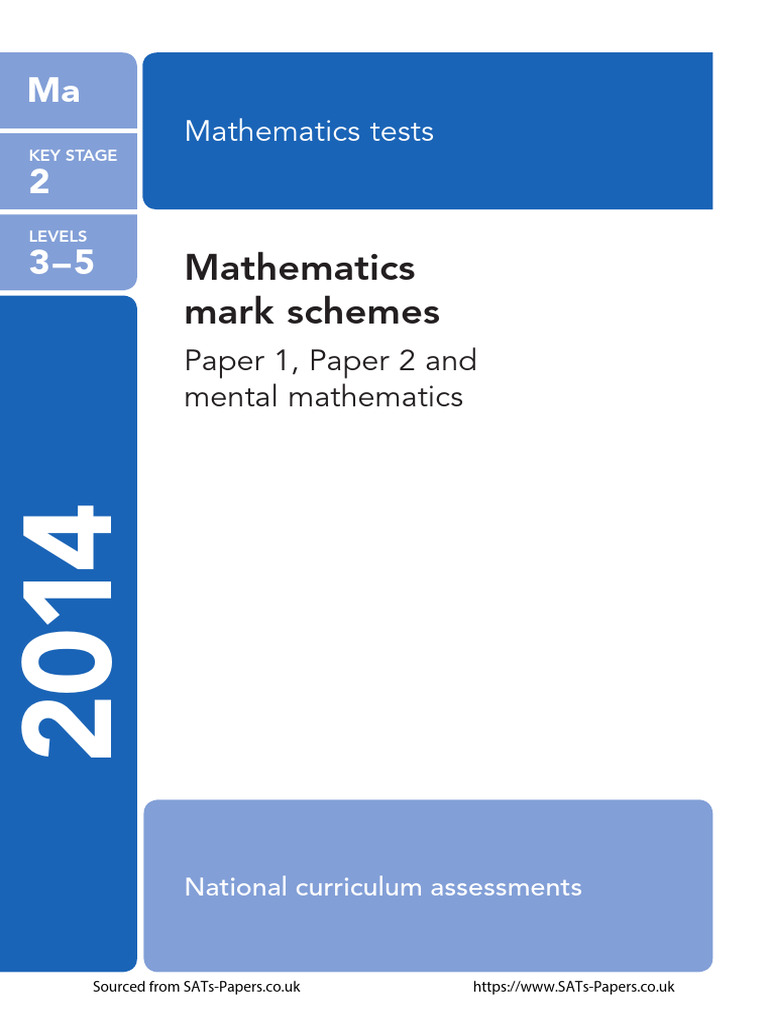 ks2 Mathematics 2014 Marking Scheme | Download Free PDF | Mathematics