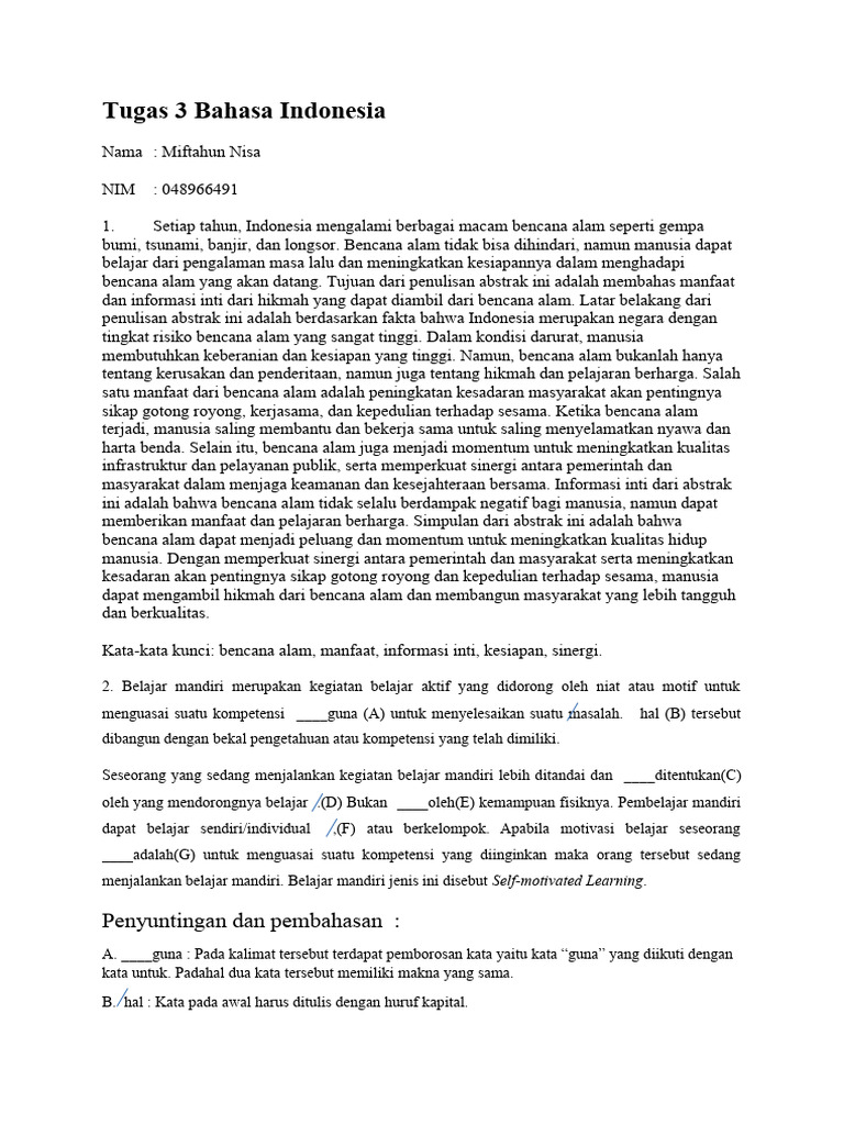 Tugas 3 Bahasa Indonesia | PDF