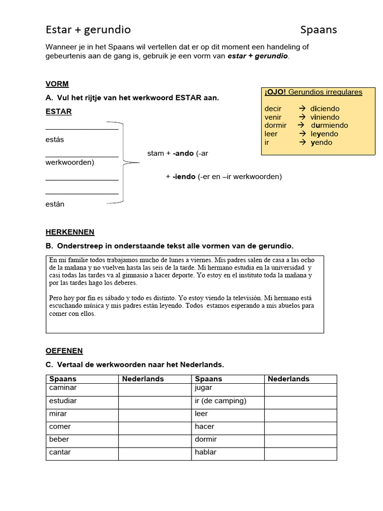 Estar Gerundio | PDF