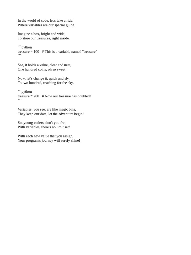 Coddie Kids: Poems For Kids To Learn Coding | PDF | Data Type | Boolean ...
