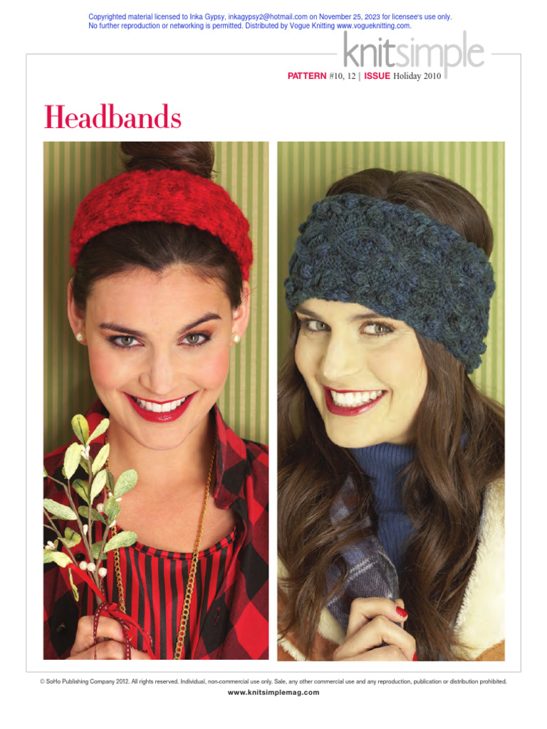 Headbands | PDF | Gauge (Knitting) | Knitting