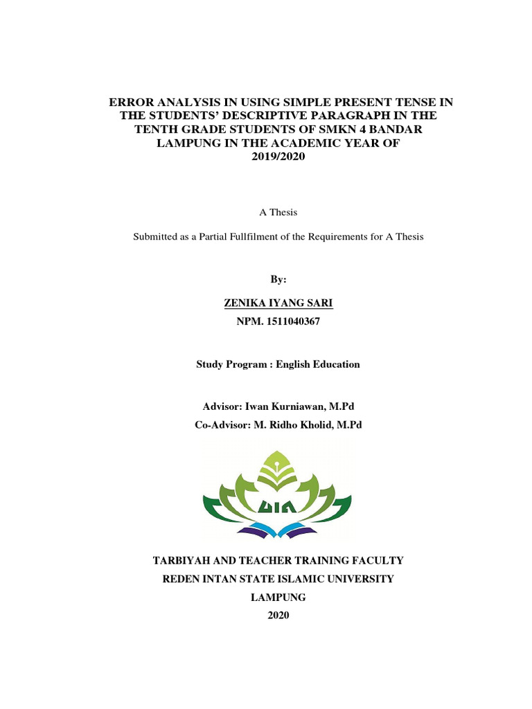 (S3) Error Analysis in Using Simple Present Tense in DT | PDF | Linguistics | English Language