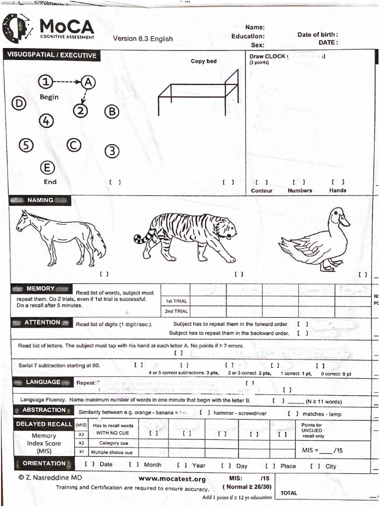 Moca - Assessment | PDF