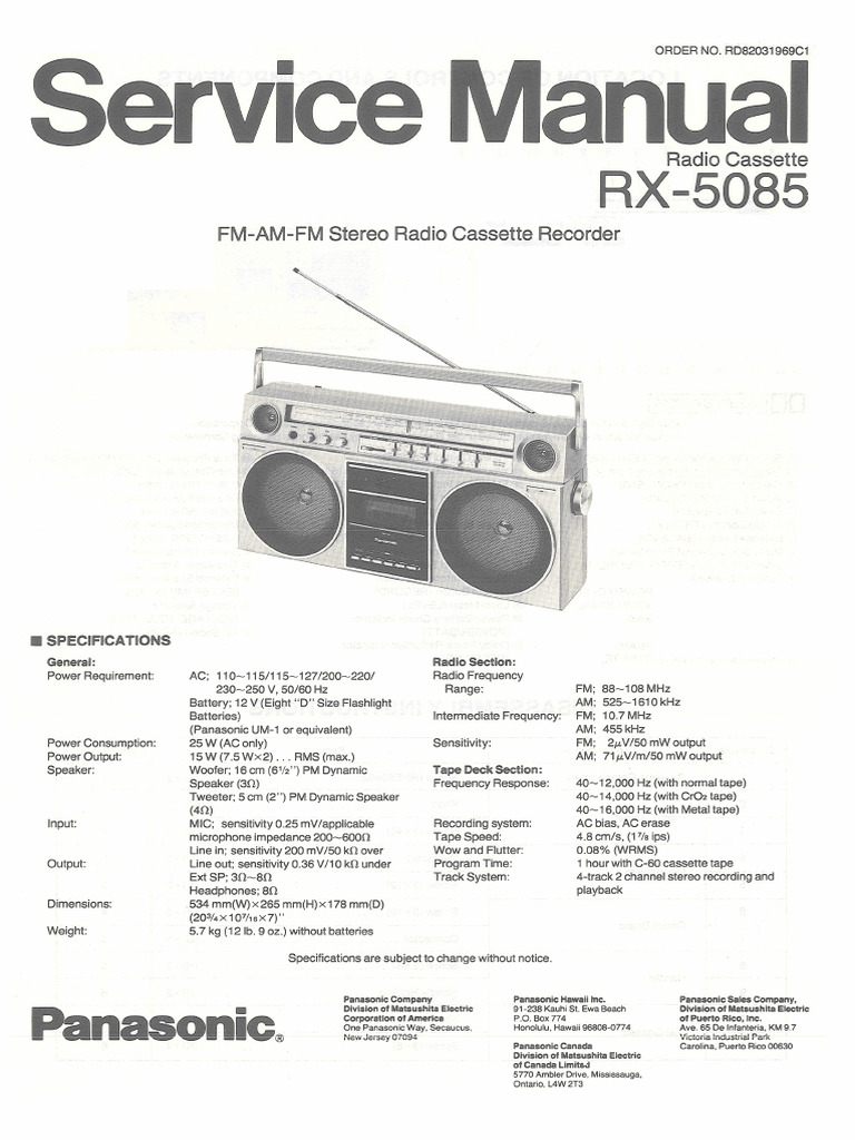 Panasonic Rx-5085 SM | PDF