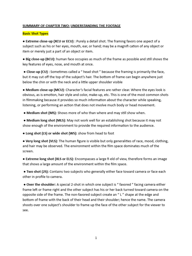Summary of Chapter Two | PDF | Composition (Visual Arts) | Camera