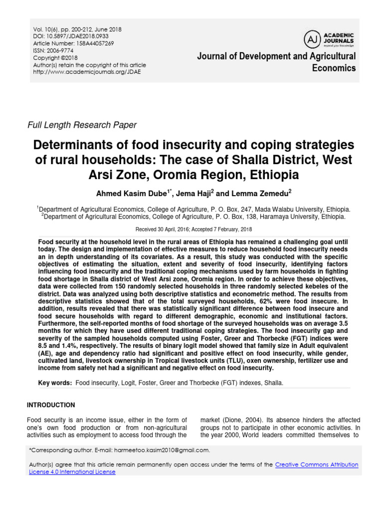 Determinants of Food Insecurity and Copi | PDF | Food Security | Calorie