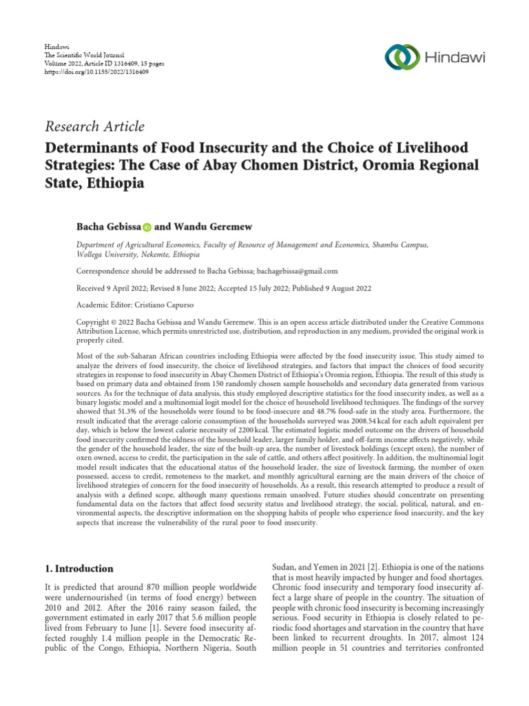 Determinants of Food Insecurity and The | PDF | Food Security ...