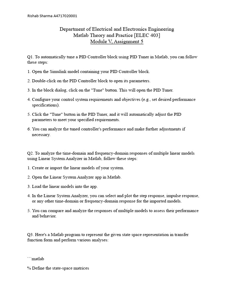 Department of Electrical and Electronics Engineering Matlab Theory and ...