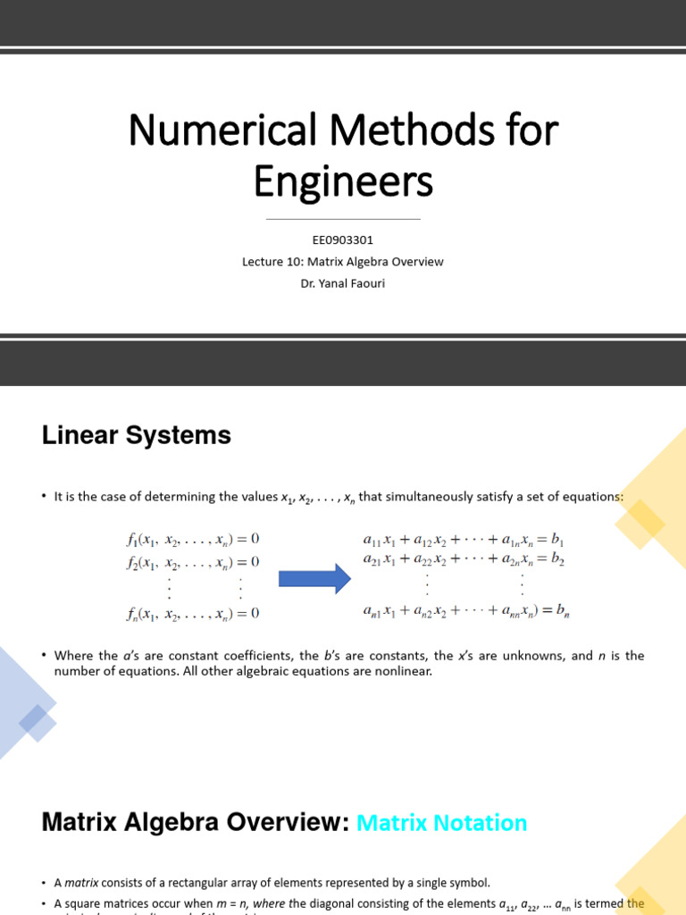 Lecture 10 | PDF | Matrix (Mathematics) | Mathematics