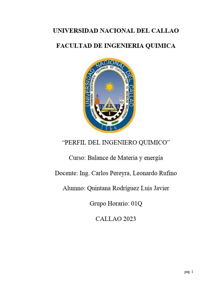 Perfil Del Ingeniero Quimico. Quintana Rodriguez Javier | PDF ...