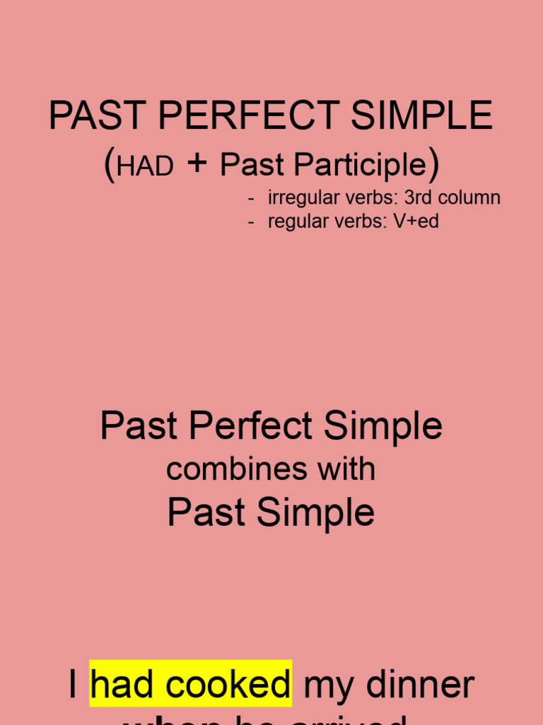 Past Perfect Simple | PDF | Semantic Units | Syntax