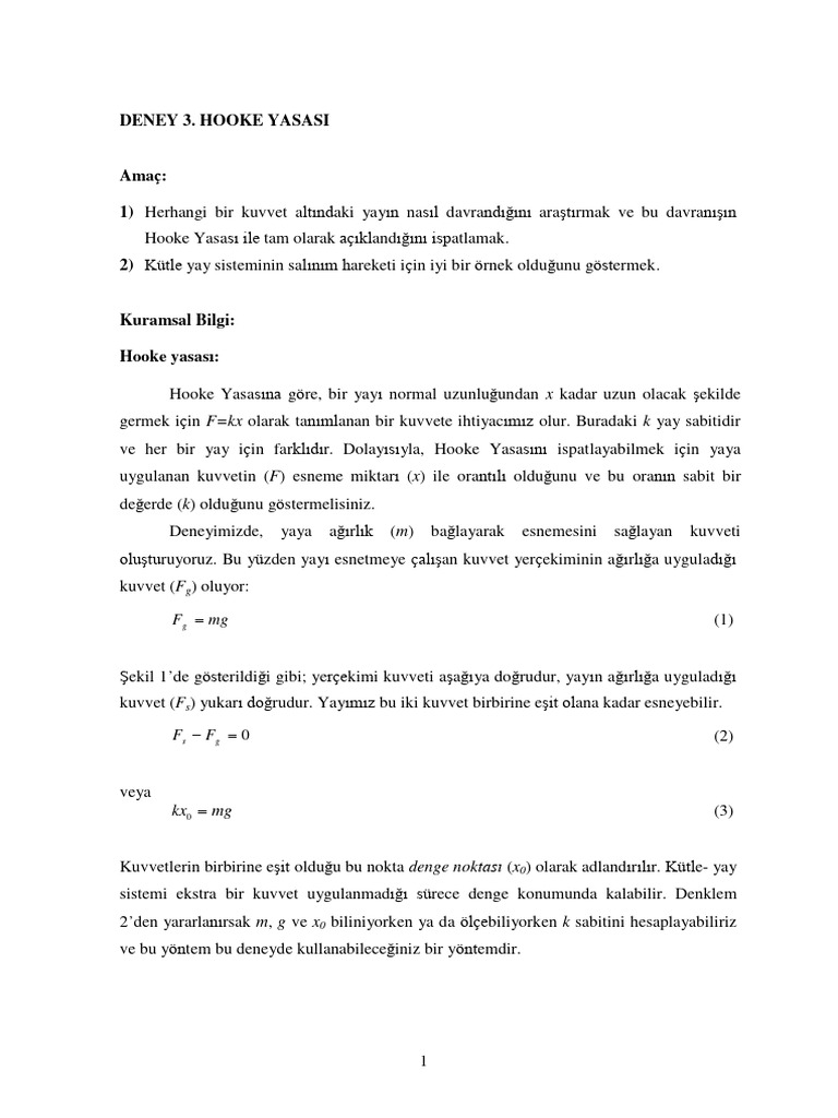 Deney 3 Hooke Yasasi-18112017 | PDF