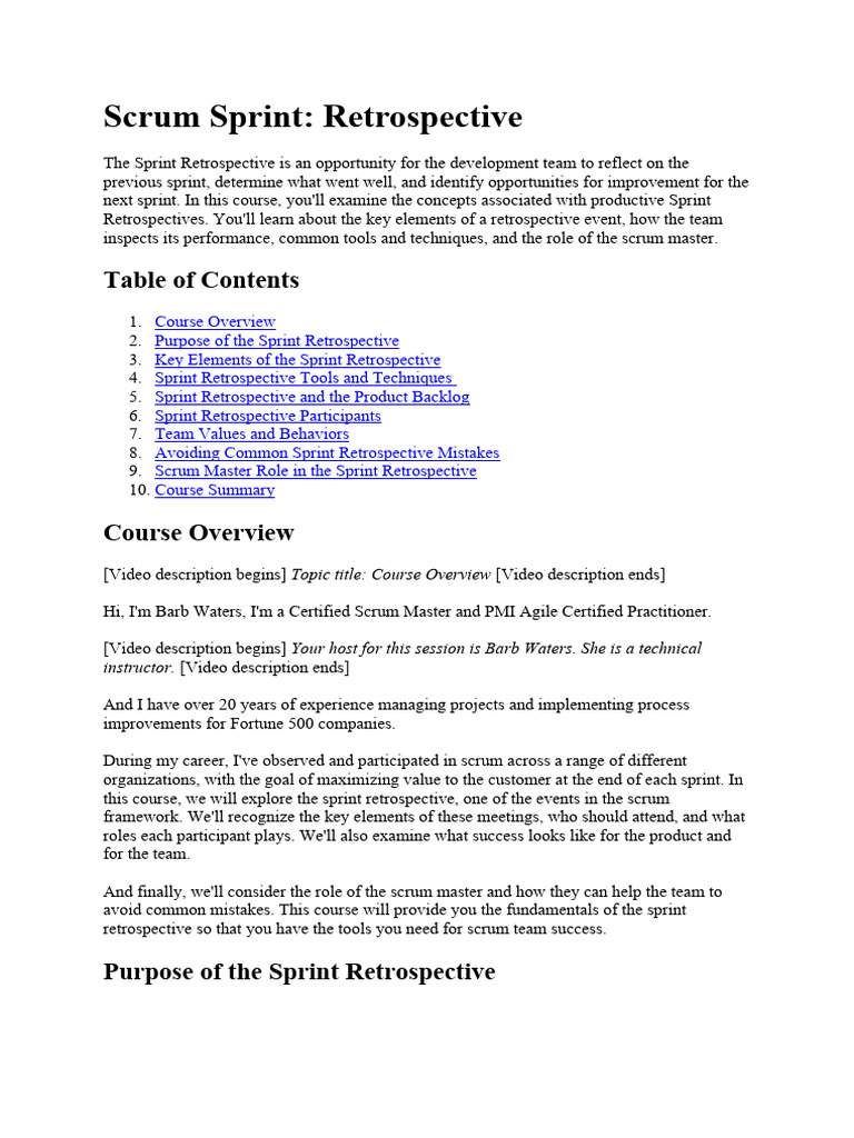 01.06-Scrum Sprint Retrospective | PDF | Scrum (Software Development)