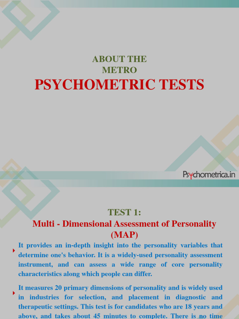 Psychometric Tests | PDF | Memory | Psychometrics Psychometric Tests | PDF | Memory | Psychometrics