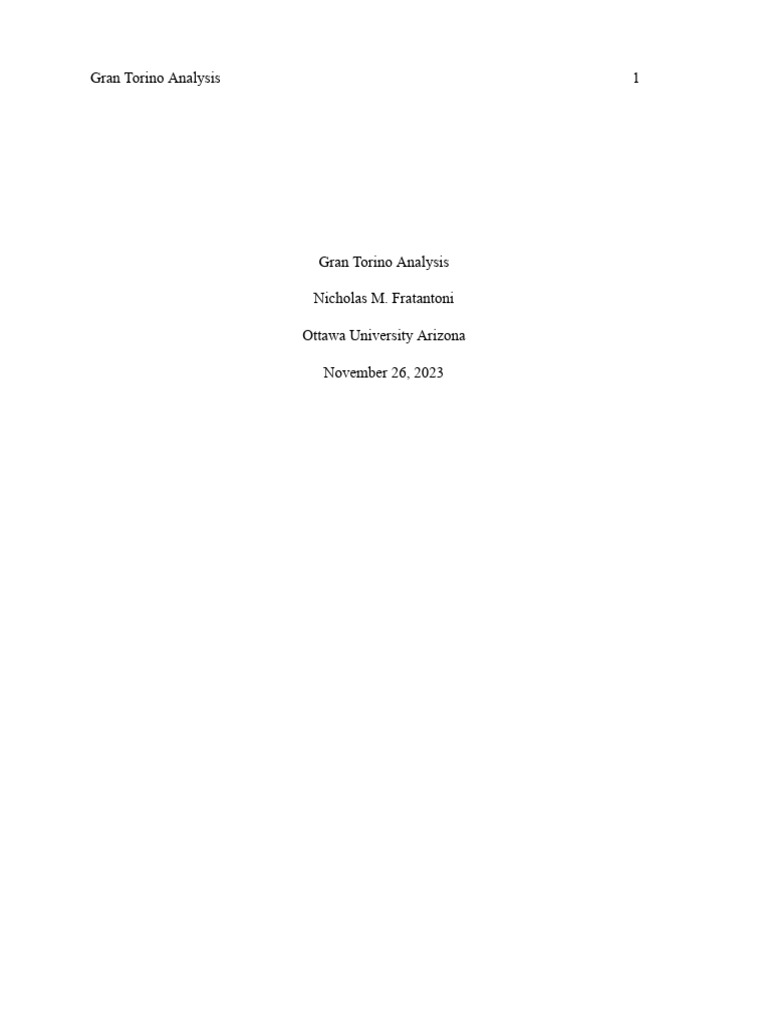 Gran Torino Film Analysis - Nicholas Fratantoni | PDF | Social Science ...